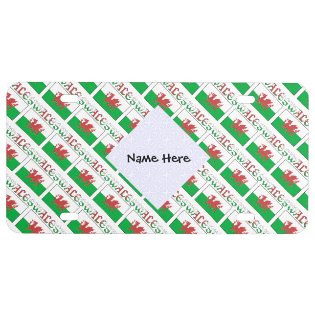 Wales Welsh Flag Tiled Personalized License Plate | Zazzle