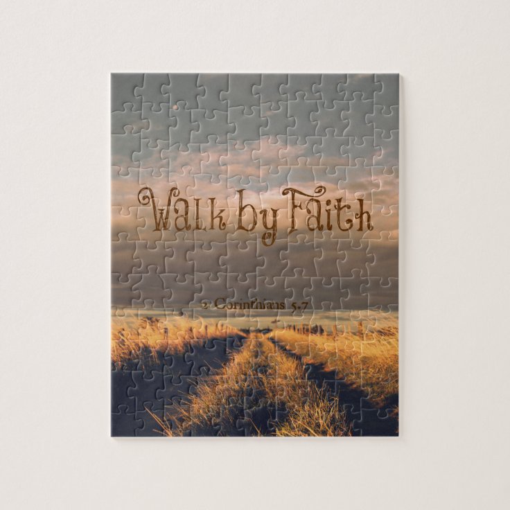 Walk by Faith Bible Verse Scripture Jigsaw Puzzle | Zazzle