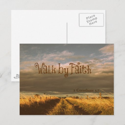 Walk by Faith Bible Verse Scripture Postcard | Zazzle