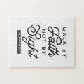 "Walk by Faith" Bible Verse Typography Design Jigsaw Puzzle | Zazzle