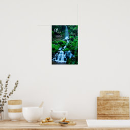 Walk with Nature Beautiful Waterfall Green Nature Poster | Zazzle