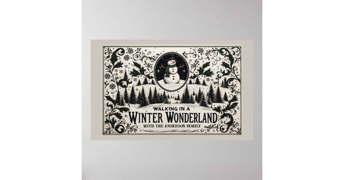 Walking in a Winter Wonderland Snowman Poster | Zazzle