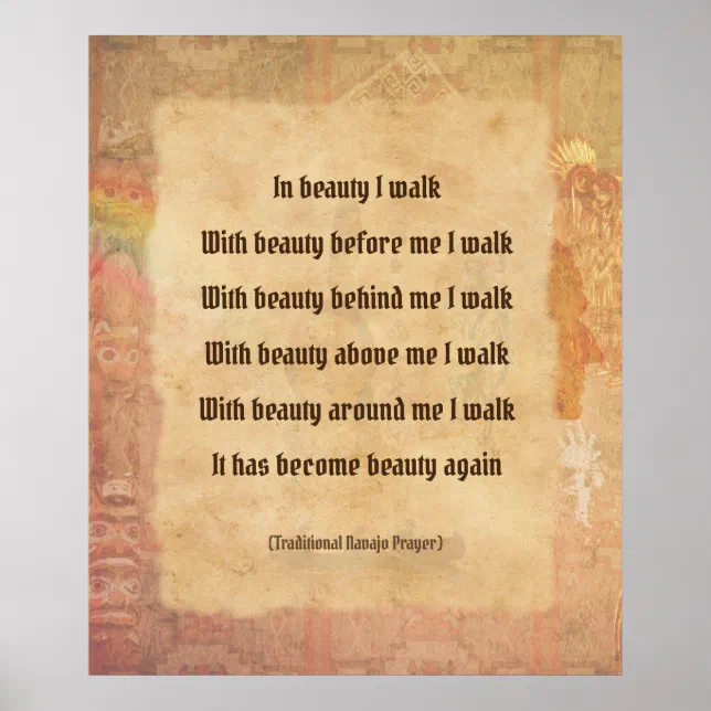 Walking in Beauty Navajo Prayer Poster | Zazzle