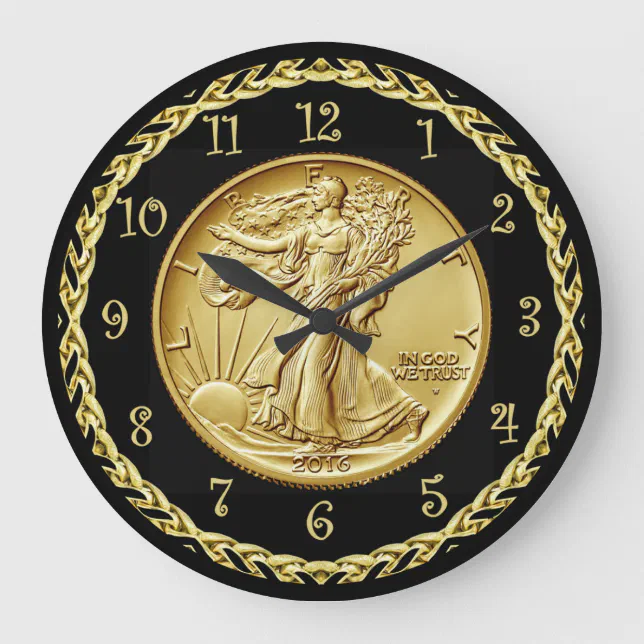 Walking Liberty Centennial Gold Coin Image ~ Large Clock | Zazzle