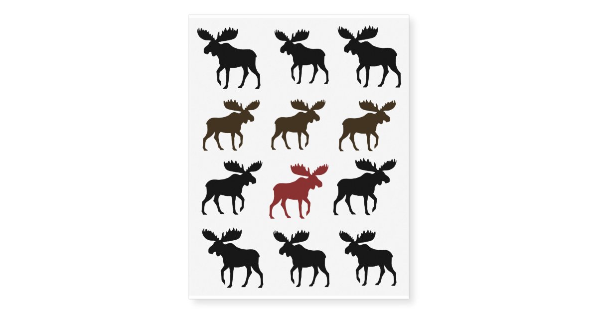 Walking Moose Silhouettes | Wildlife Wild Animal Temporary Tattoos | Zazzle