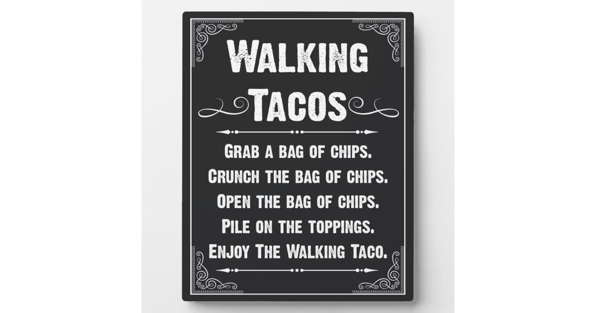 Walking Tacos Sign Plaque | Zazzle