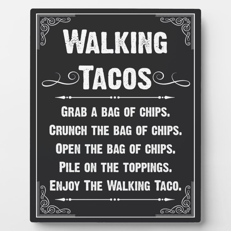 Walking Tacos Sign Plaque | Zazzle
