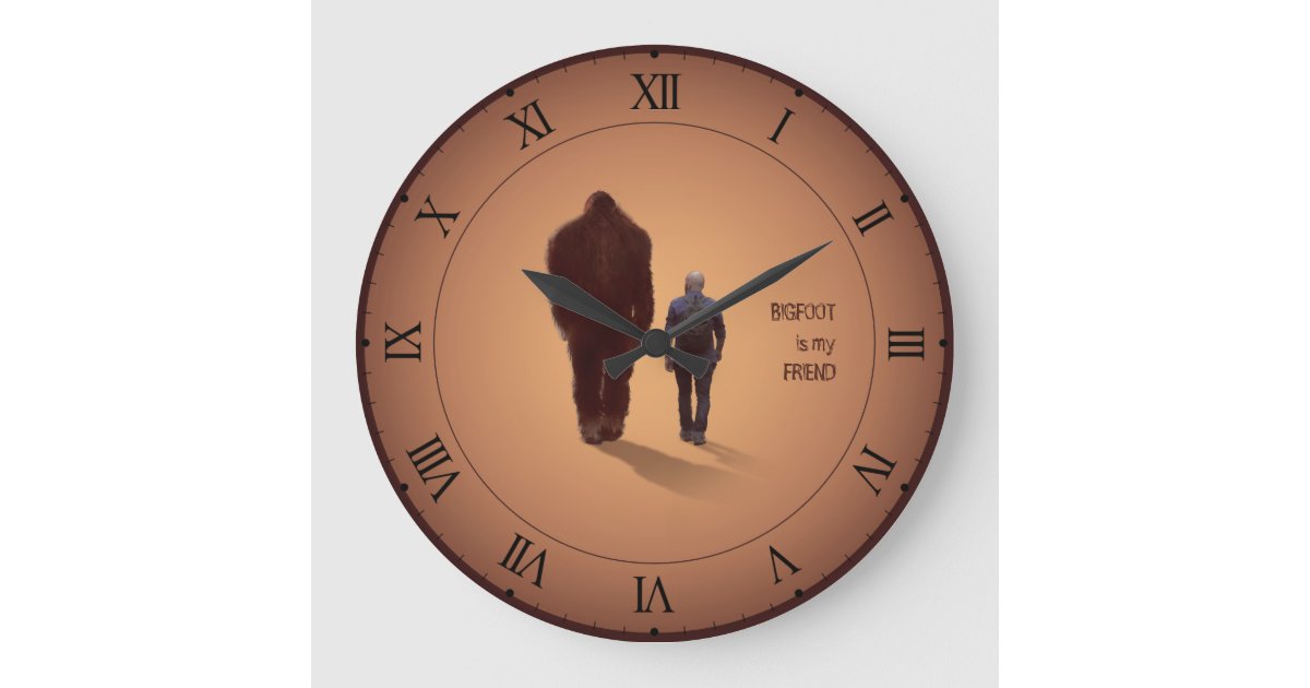 WALKING WITH BIGFOOT SASQUATCH LARGE CLOCK | Zazzle