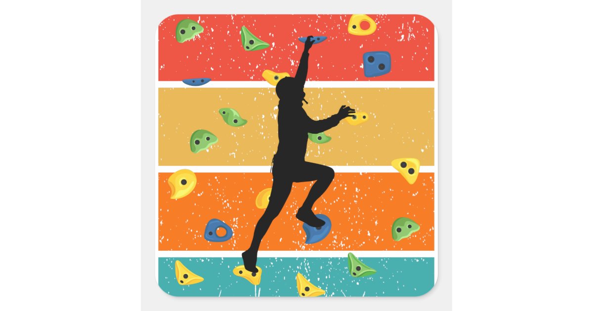 Wall Climbing Rock Climbing Bouldering Square Sticker | Zazzle