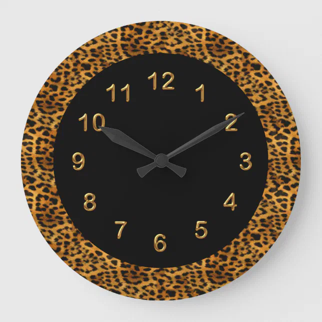 Wall Clock Black Leopard Print Animal | Zazzle