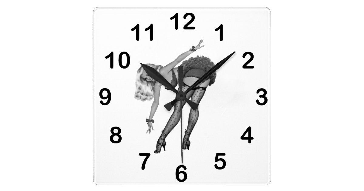 Wall Clock Black White PinUp Girls (19) | Zazzle.com