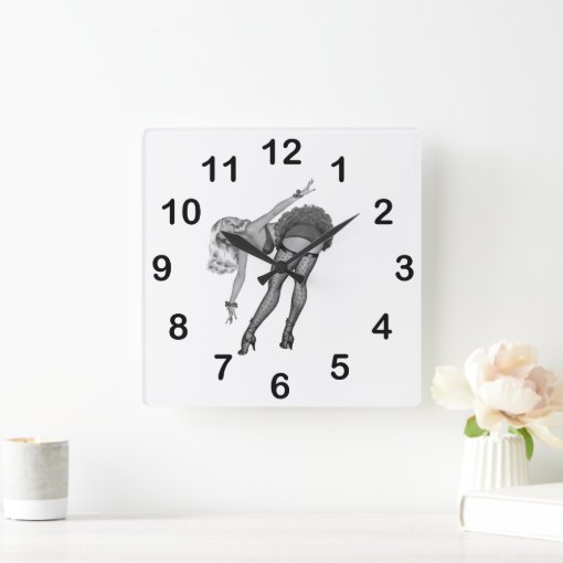 Wall Clock Black White PinUp Girls (19) | Zazzle