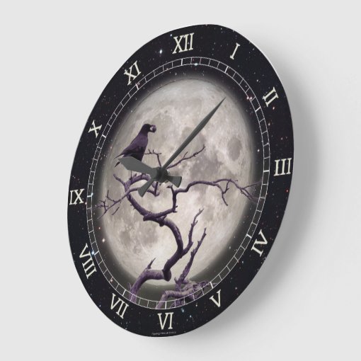 Wall Clock Crow at Night Raven Tree Gothic Fantasy | Zazzle