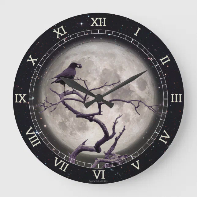 Wall Clock Crow at Night Raven Tree Gothic Fantasy | Zazzle