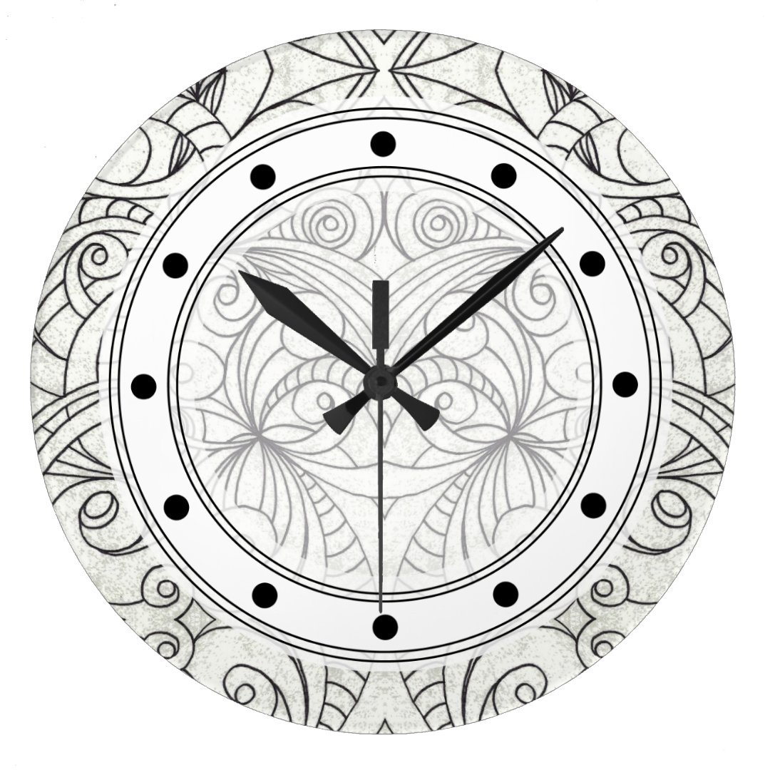 Wall Clock Drawing floral abstract | Zazzle