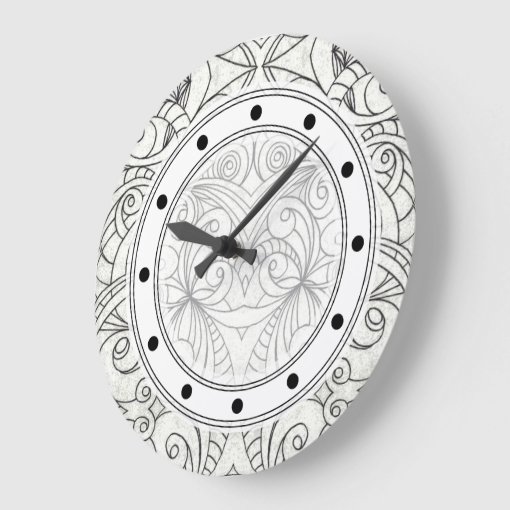 Wall Clock Drawing floral abstract | Zazzle