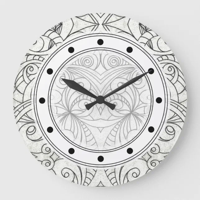 Wall Clock Drawing floral abstract | Zazzle