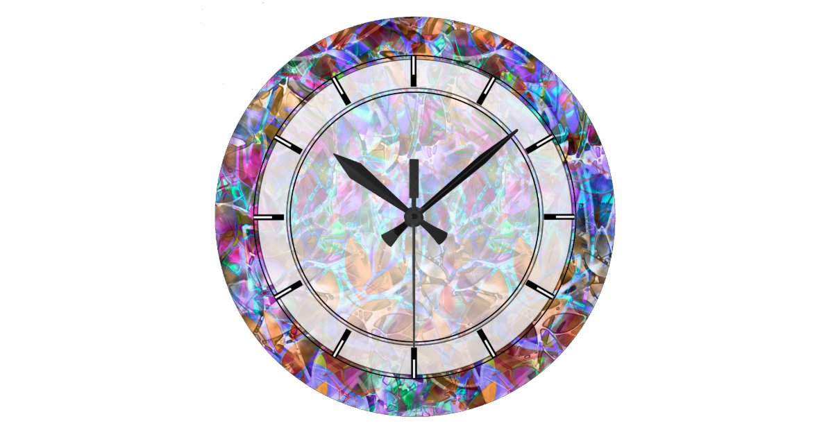 Wall Clock Floral Abstract Stained Glass