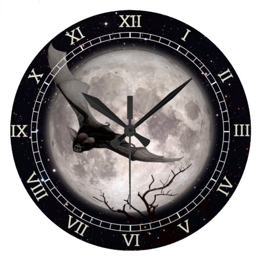 Wall Clock Flying Bat, Full Moon, Gothic, Vampire | Zazzle.com