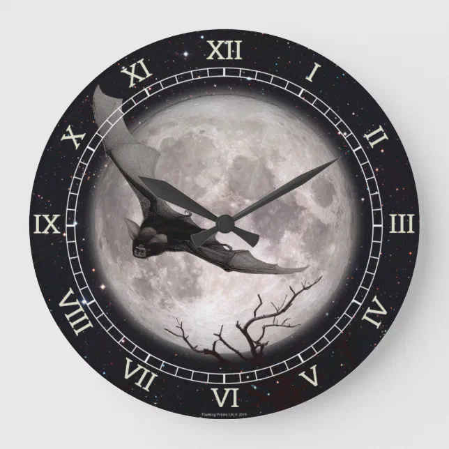 Wall Clock Flying Bat, Full Moon, Gothic, Vampire | Zazzle
