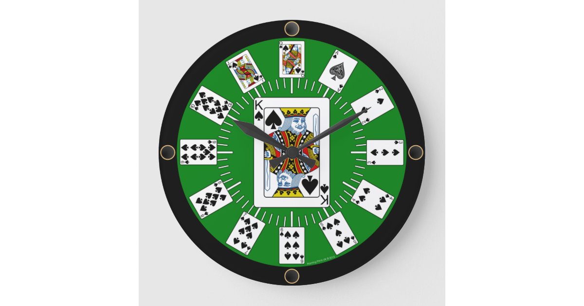 Wall Clock Poker Bridge Playing Cards Spades | Zazzle