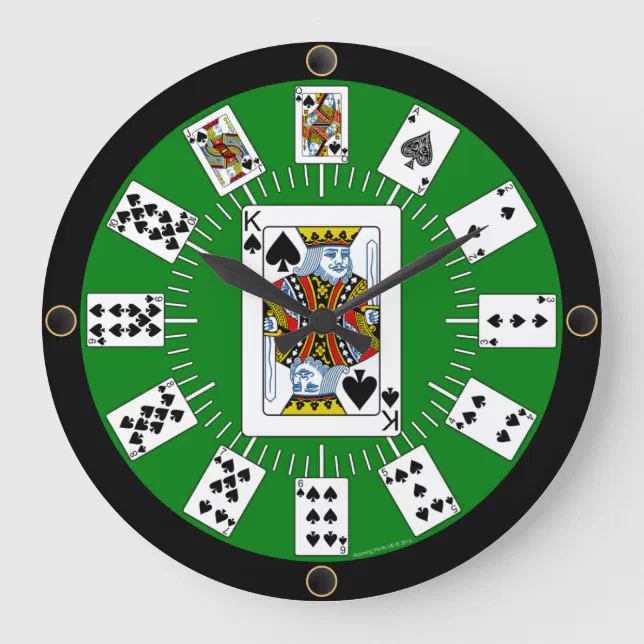Wall Clock Poker Bridge Playing Cards Spades | Zazzle