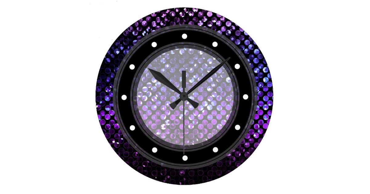 Wall Clock Purple Crystal Bling Strass | Zazzle