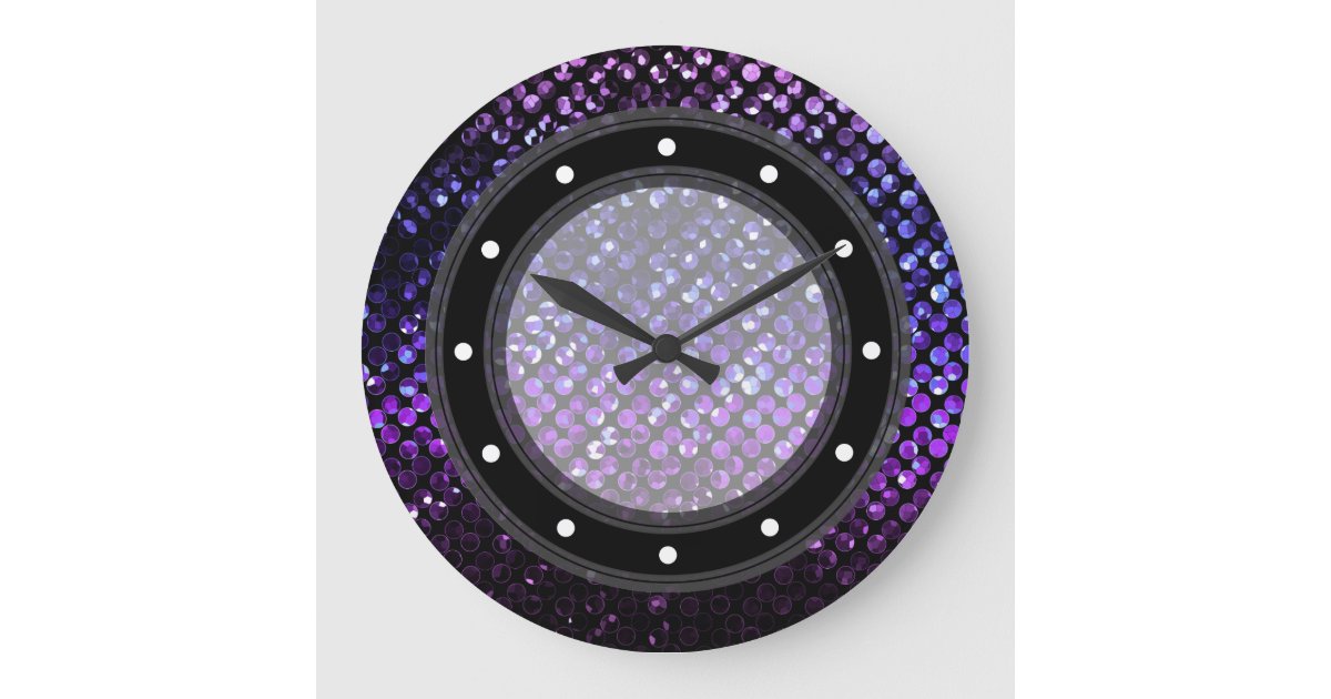 Wall Clock Purple Crystal Bling Strass | Zazzle