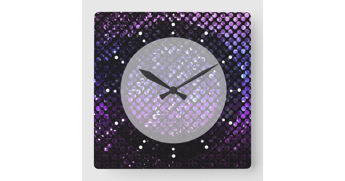 Wall Clock Purple Crystal Bling Strass | Zazzle