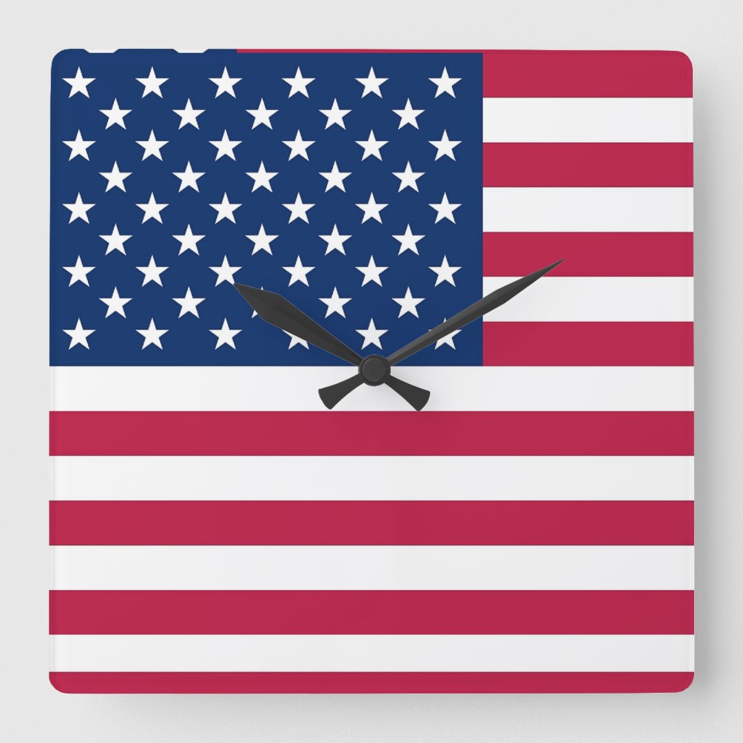 Wall Clock with Flag of USA | Zazzle