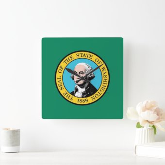 Wall Clock with Flag of Washington State, USA | Zazzle