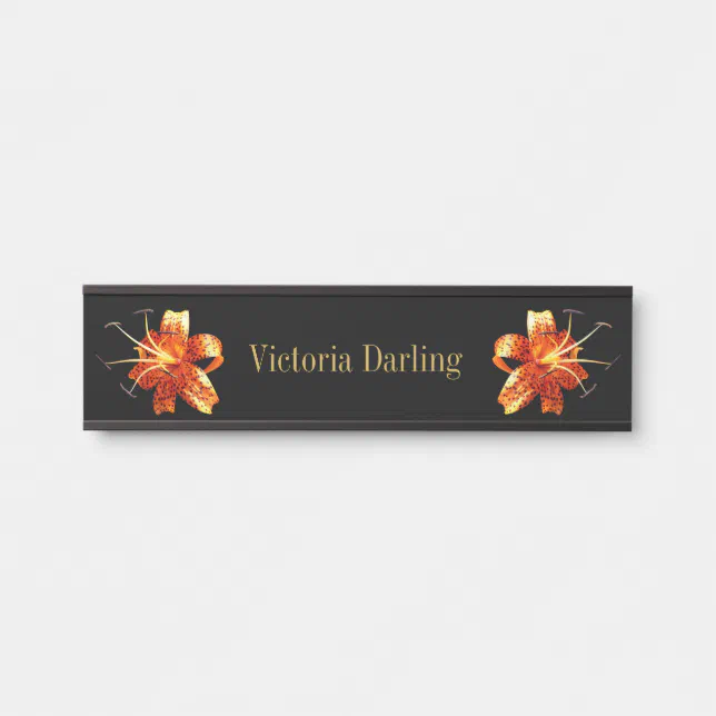 Wall Desk Hanging Name Plate Tiger Lilies | Zazzle