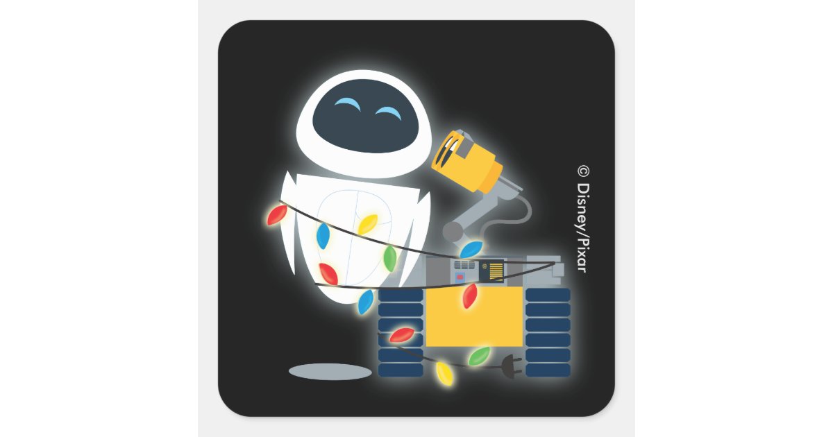 WALL-E & EVE Christmas Square Sticker | Zazzle