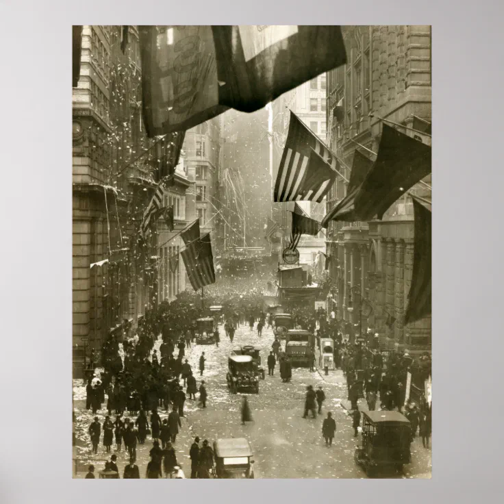 Wall Street Party, End of WW1, 1918 Poster | Zazzle