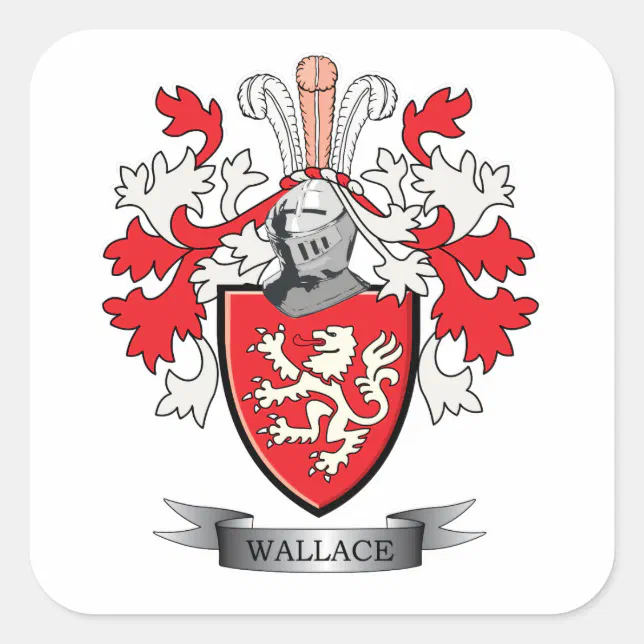 Wallace Family Crest Coat of Arms Square Sticker | Zazzle