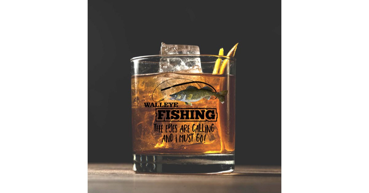 Walleye Fishing Angler Fish Sports Outdoors Men Whiskey Glass | Zazzle
