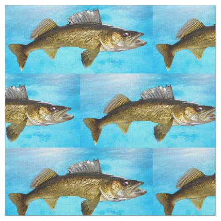 Walleye Pattern on Blue Fabric | Zazzle