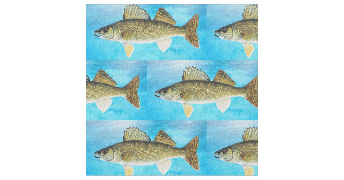 Walleye Pattern on Blue Fabric | Zazzle