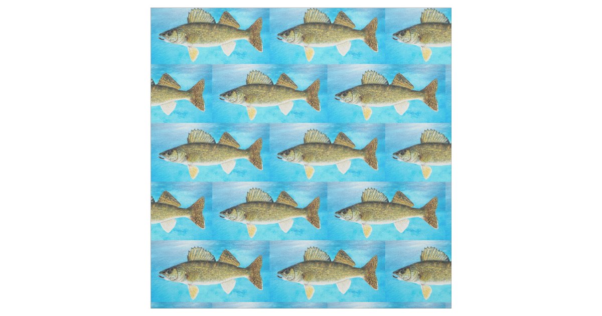 Walleye Pattern on Blue Fabric | Zazzle