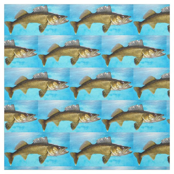Walleye Pattern on Blue Fabric | Zazzle