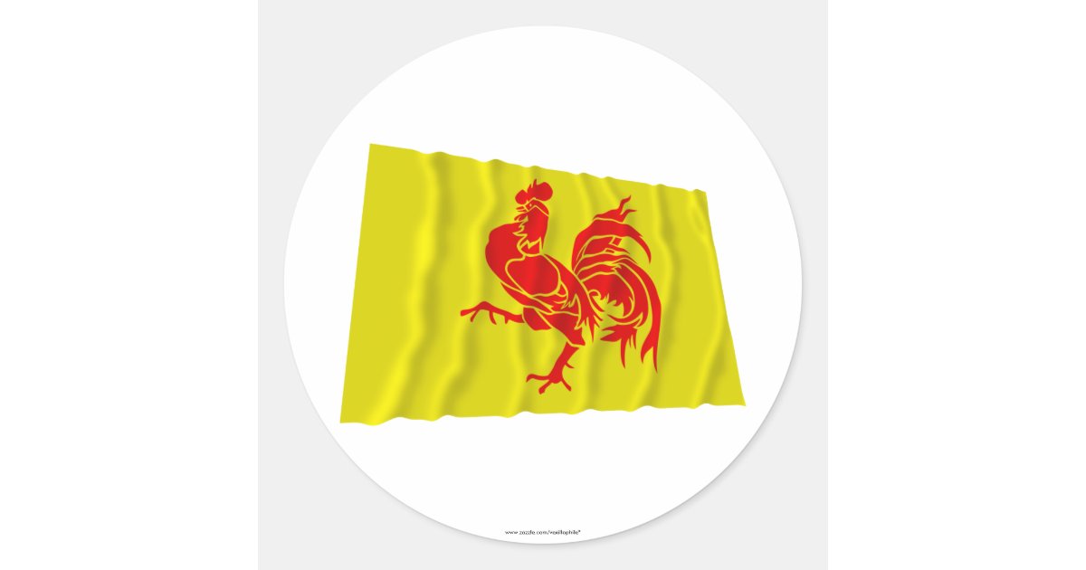 Walloon Region Waving Flag Classic Round Sticker | Zazzle