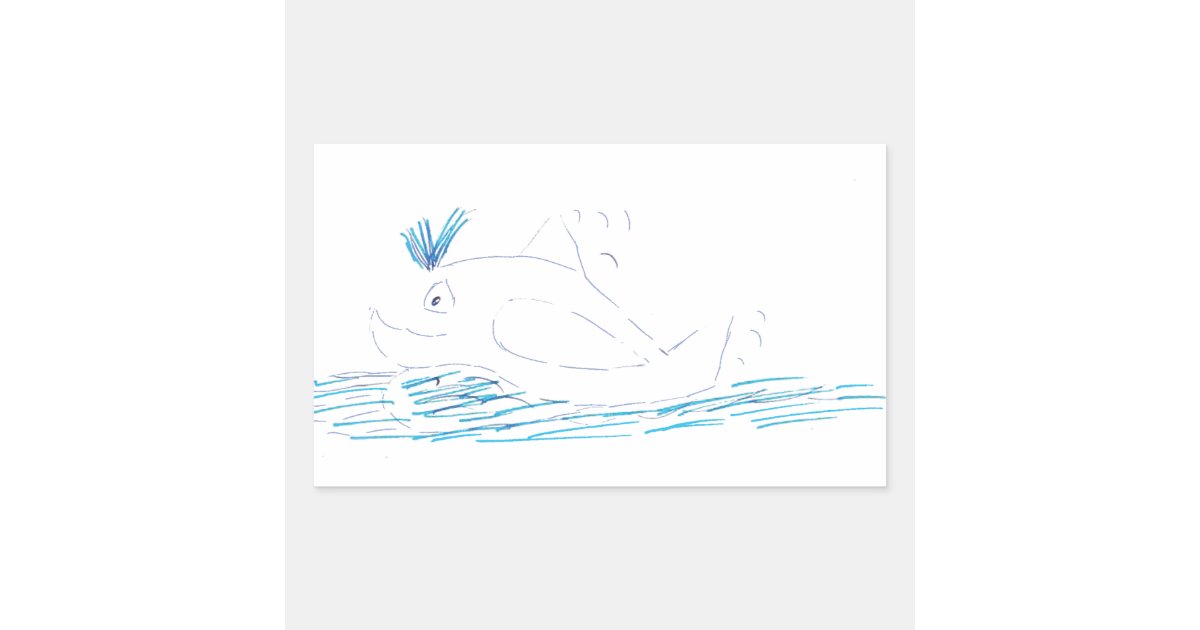 Wally Whale Rectangular Sticker | Zazzle