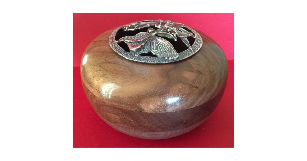 Walnut Potpourri Bowl with Ornate Pewter Lid | Zazzle