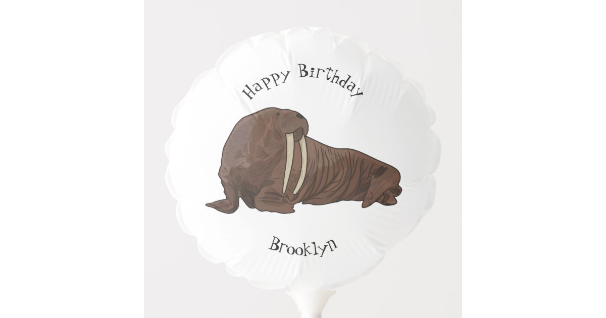 Walrus cartoon illustration balloon | Zazzle