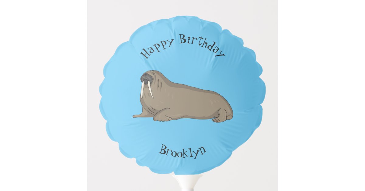 Walrus cartoon illustration balloon | Zazzle