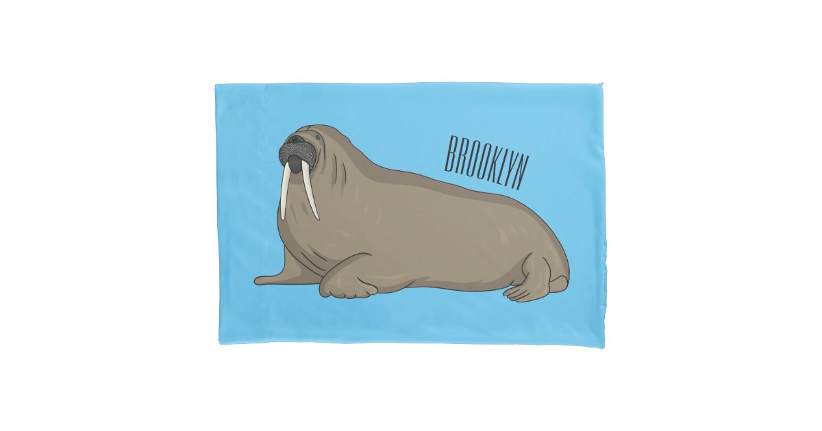 Walrus cartoon illustration pillow case | Zazzle
