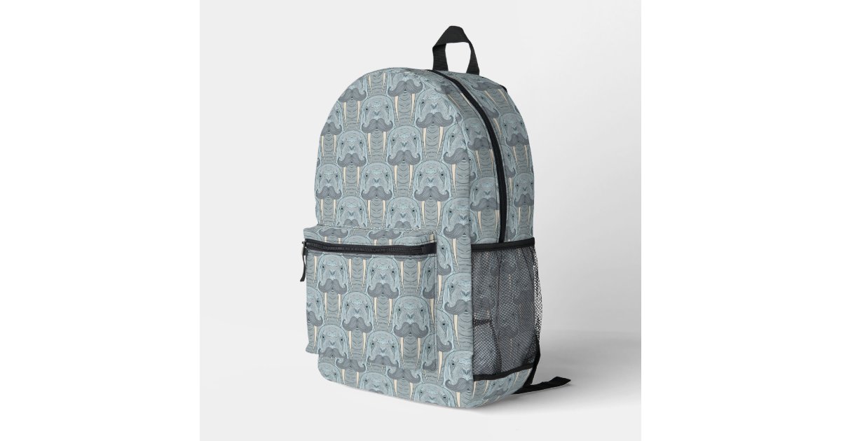 Walrus Mustache Pattern Printed Backpack | Zazzle
