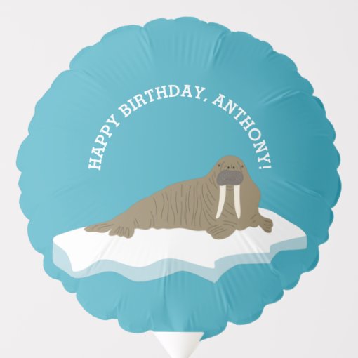 Walrus on an Iceberg Custom Birthday Party Balloon | Zazzle