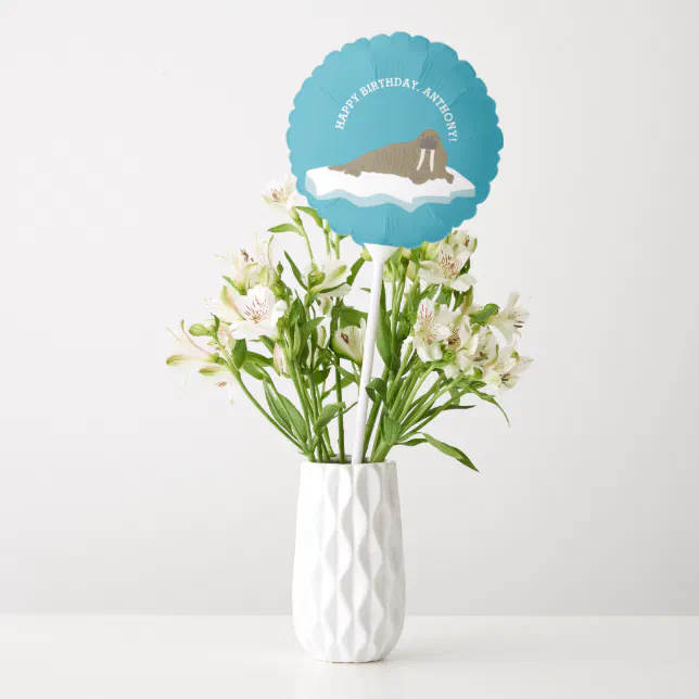 Walrus on an Iceberg Custom Birthday Party Balloon | Zazzle