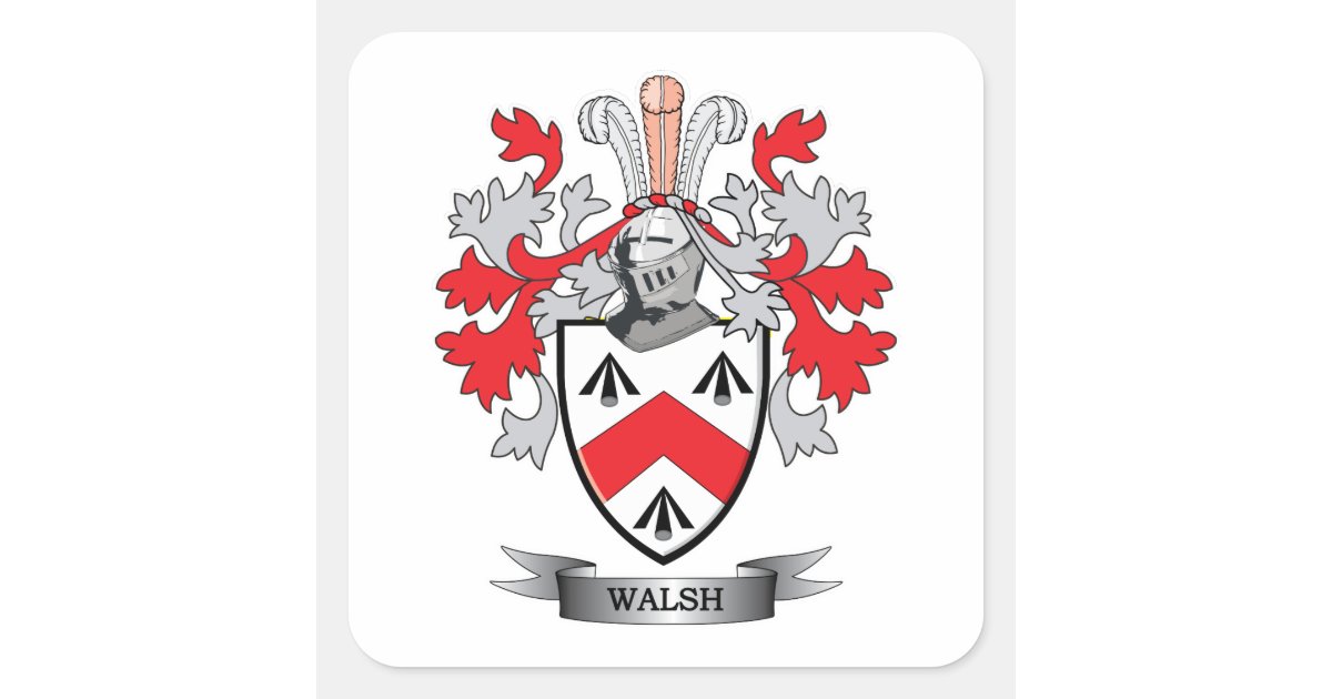 Walsh Coat of Arms Square Sticker | Zazzle